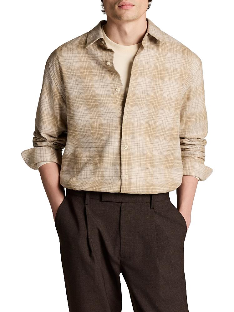 VINCE ballow plaid cotton shirt